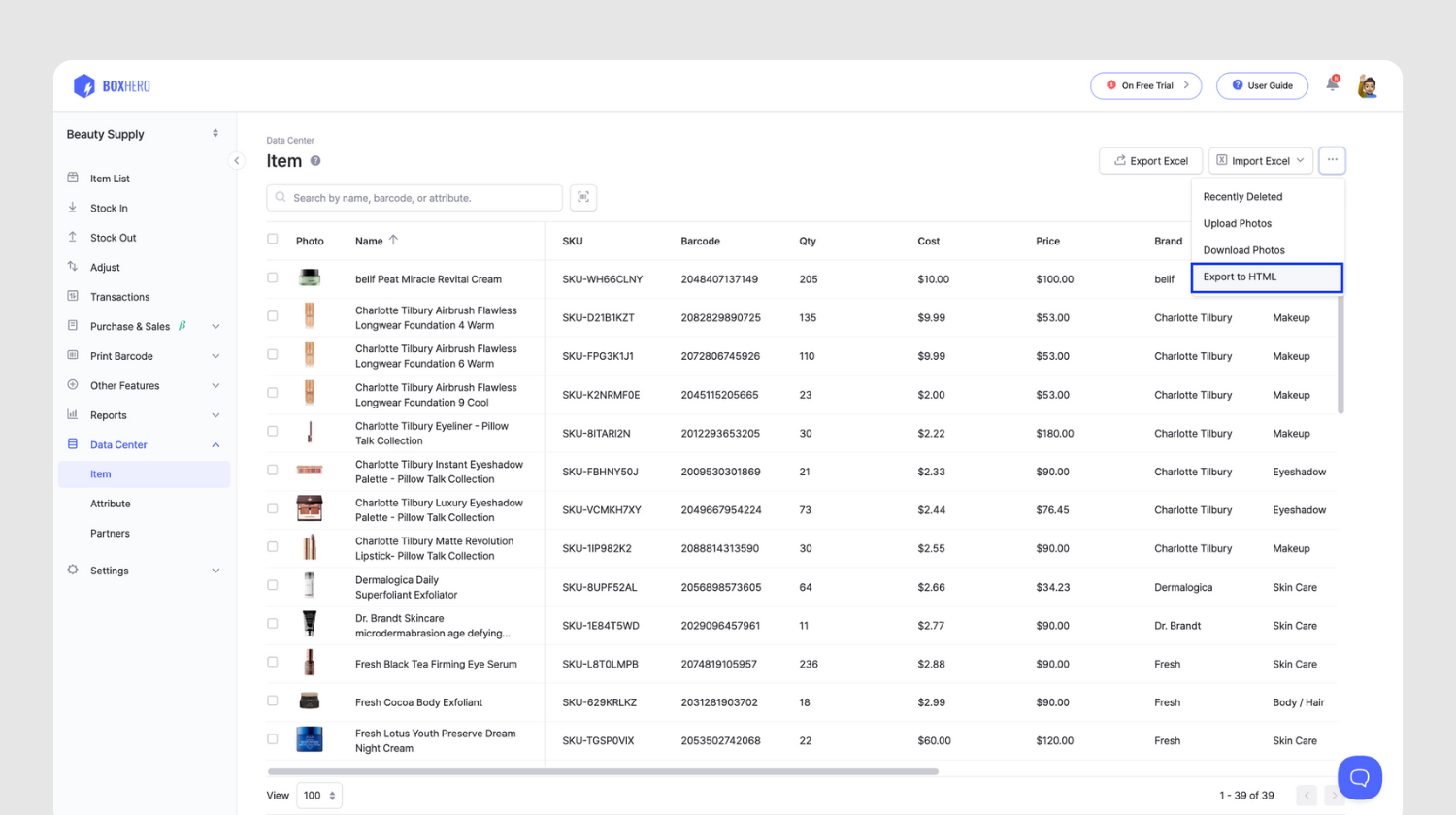 Export Item List with Photos